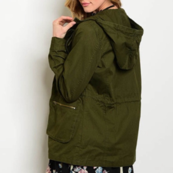 Trendy boutique | Jackets & Coats | Dark Olive Hooded Safari Jacket ...